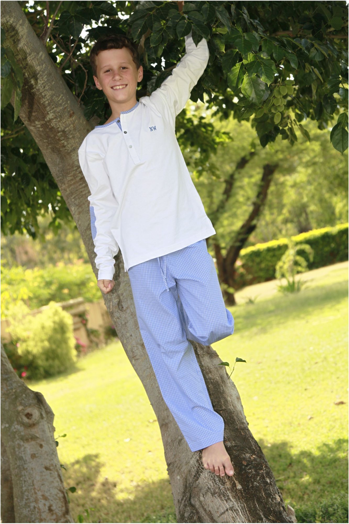 Pyjama Garçon Hugues Carreaux Bleu - L'orangerie