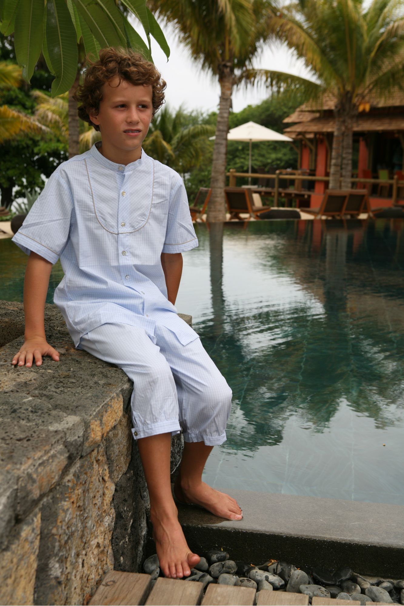 Pyjama Garçon Roberto Knickers et Plastron Ciel - L'orangerie