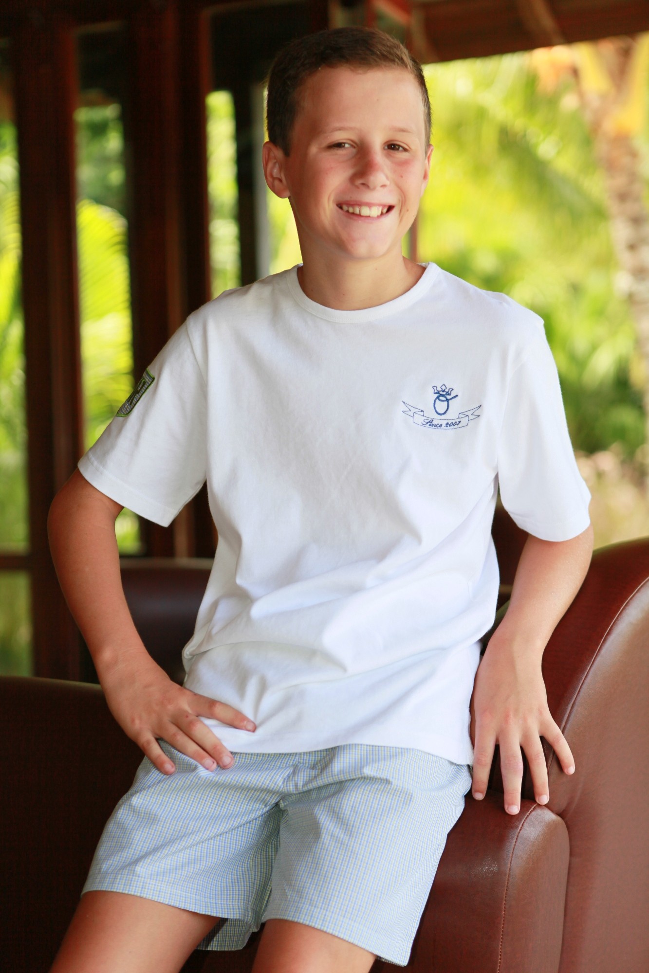 Pyjama Garçon Junior carreaux ciel pomme - L'orangerie